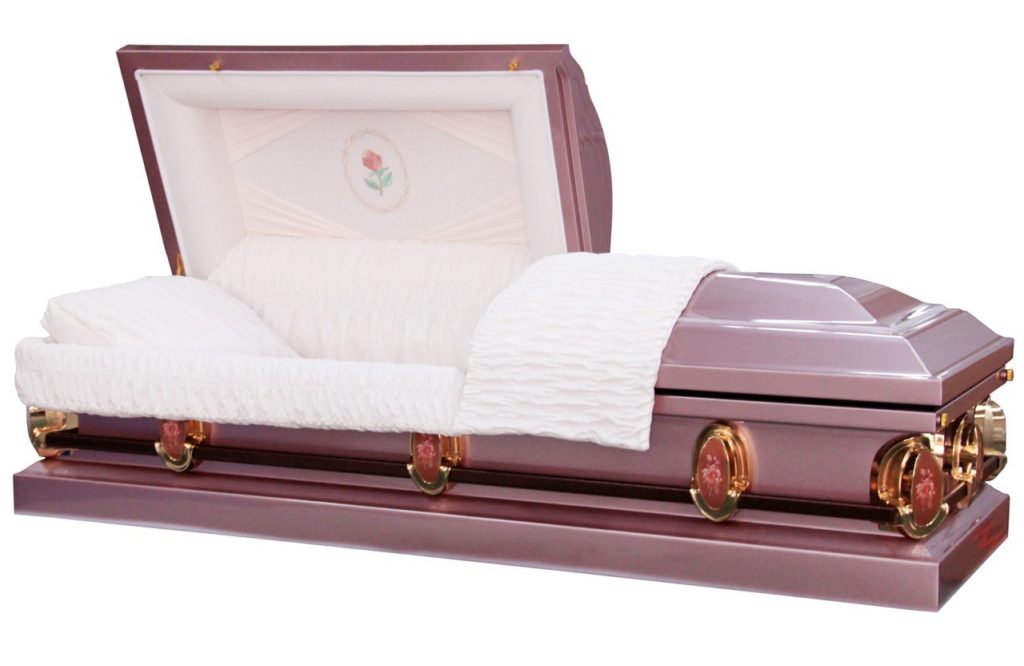 Purple Rose White Finish Pink Crepe Interior – Quality Choice Caskets